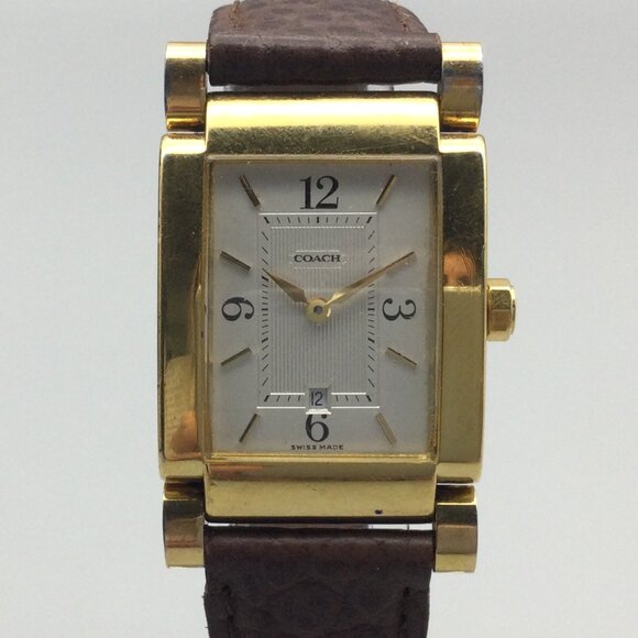 Coach | Accessories | Vtg Coach Watch Women 25mm Gold Tone Tank Swiss ...